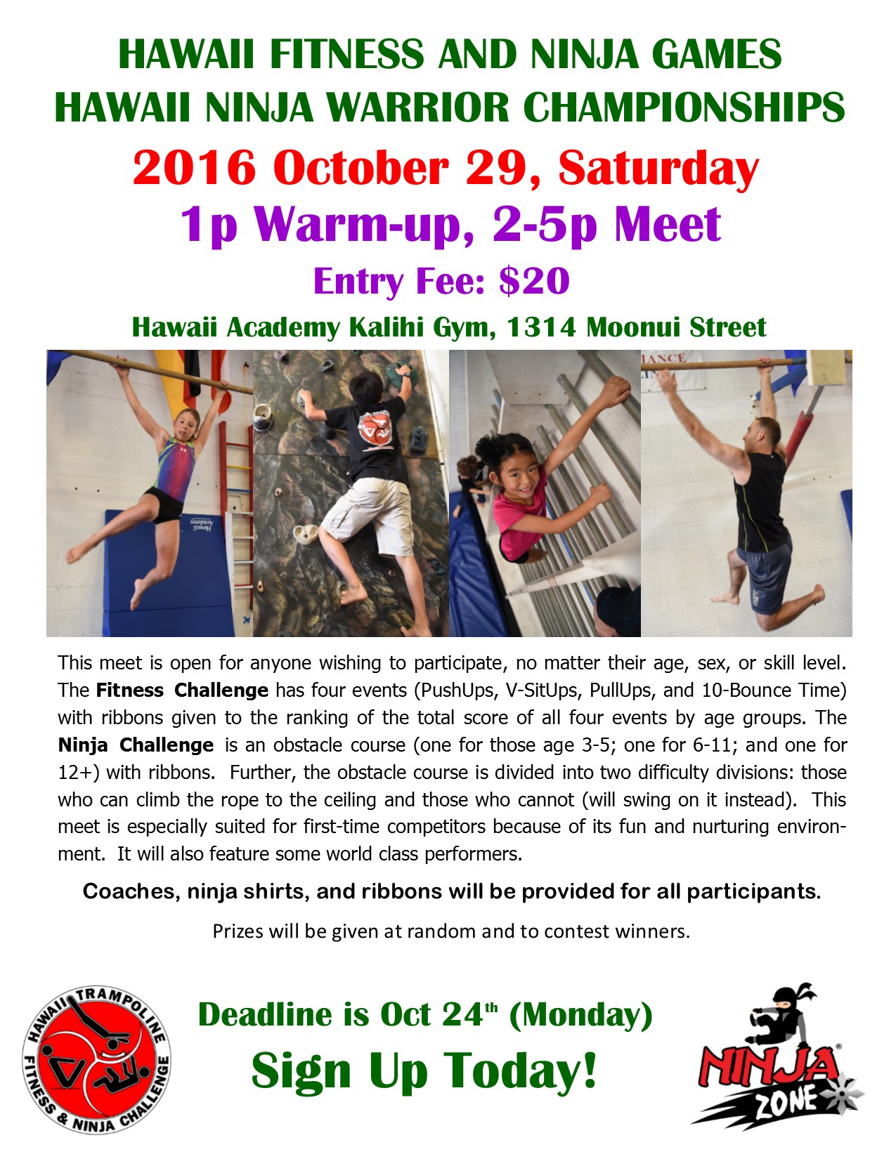 Sign Up For The HI Fitness & Ninja Games and HI Ninja Warrior ...